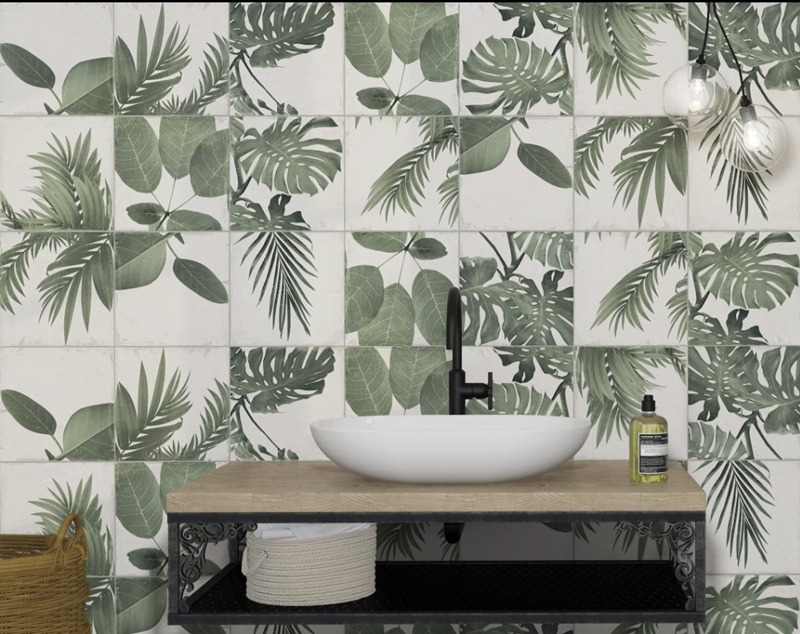 GREEN LEAF MIX MATT PORCELIAN TILE - 250x250mm | The Tile Mob