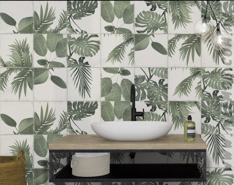 GREEN LEAF MIX MATT PORCELIAN TILE - 250x250mm | The Tile Mob